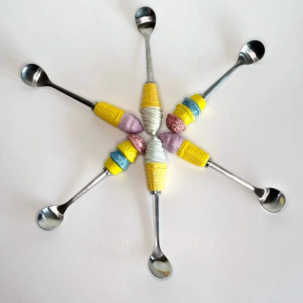 Dining | 6 Ice Cream Soda Ice Cream Sundae Long Spoons | Poshmark